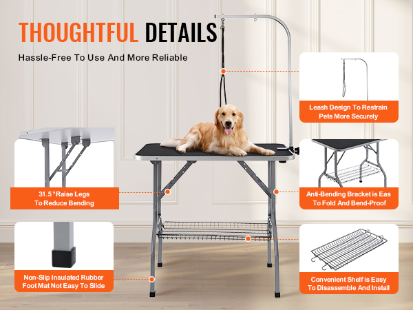 VEVOR Pet Grooming Table Arm with Clamp, 36''x24'' Dog Grooming Station ...