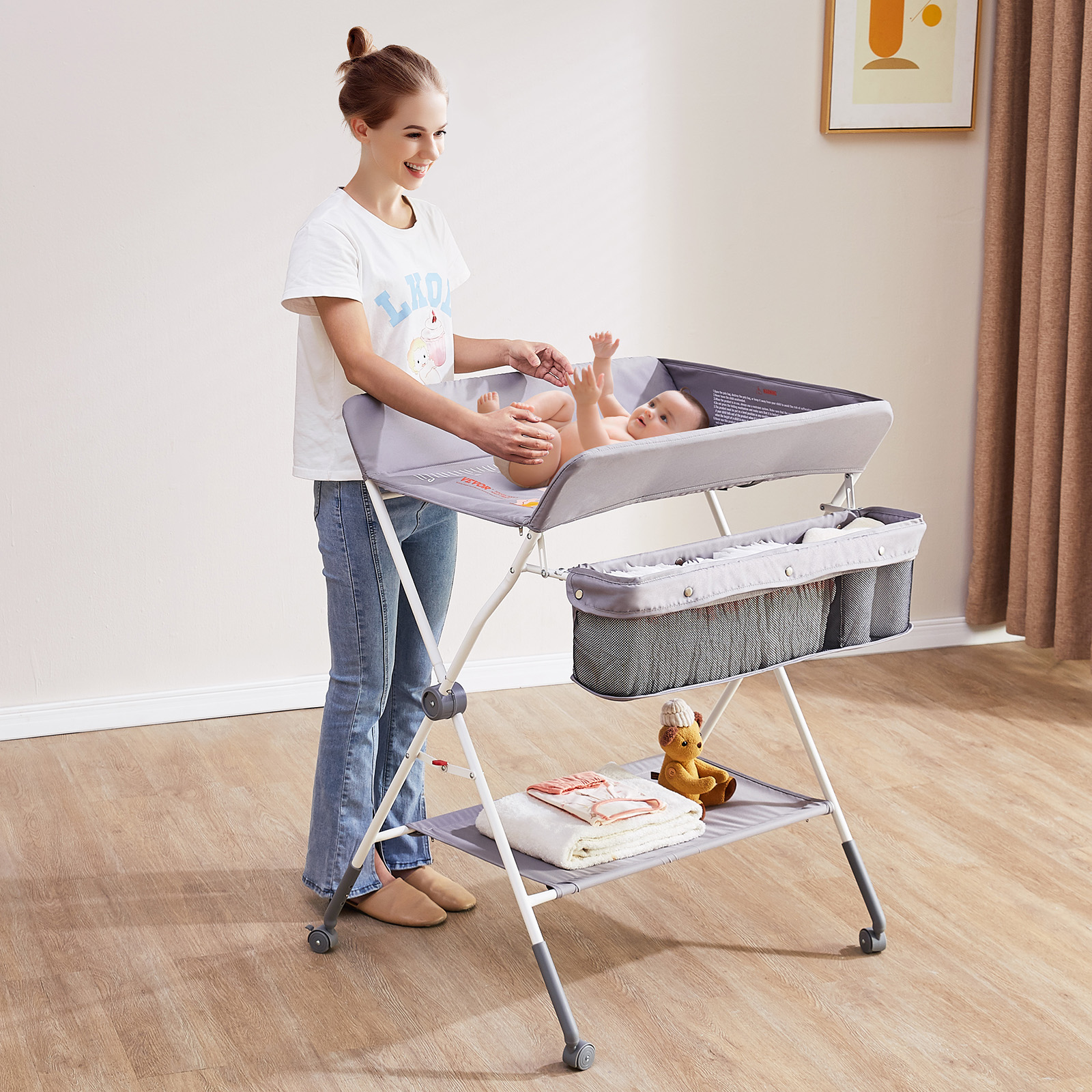 Uimoso Baby Changing Table Folding Diaper Changing Station Rolling ...