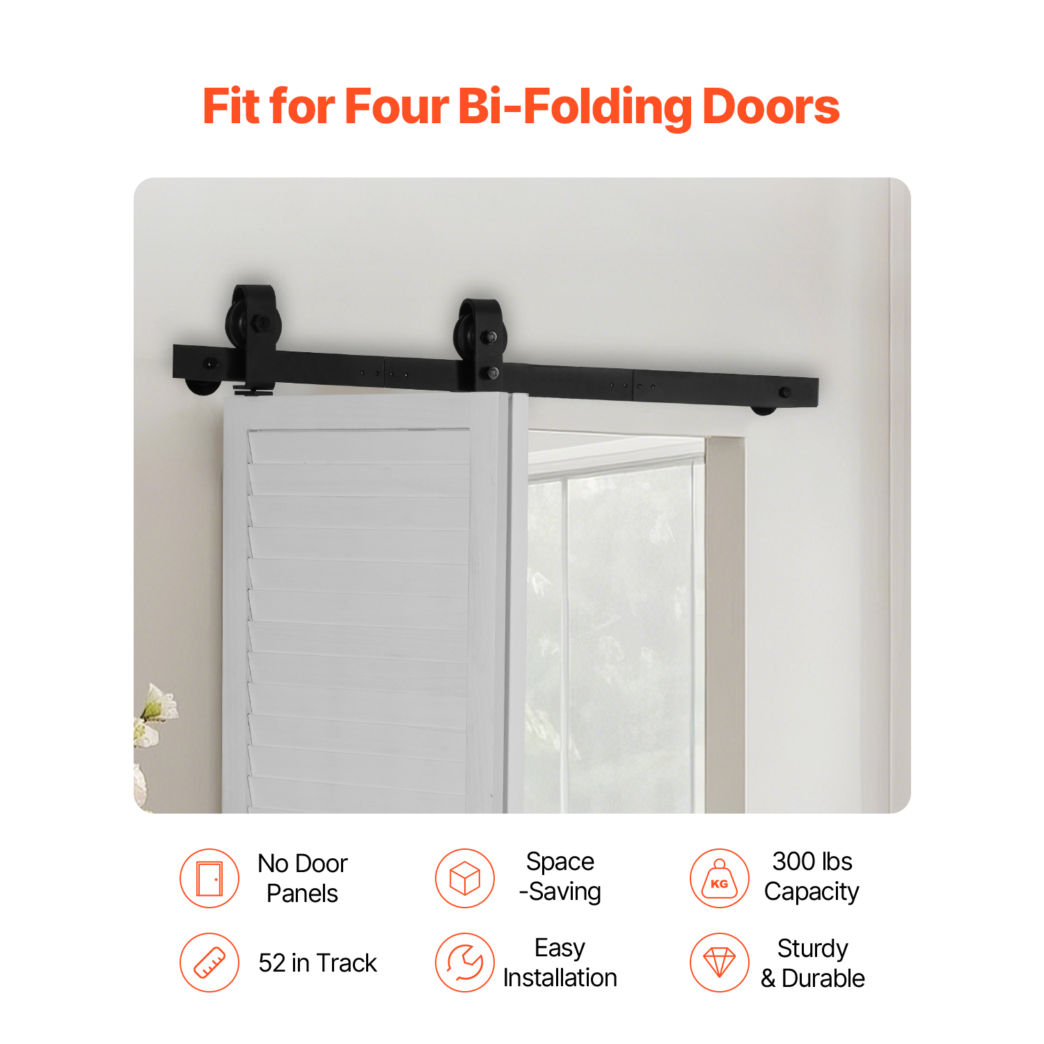 Mophorn Bi-Folding Sliding Barn Door Hardware Track Kit, 36" Top Mount ...