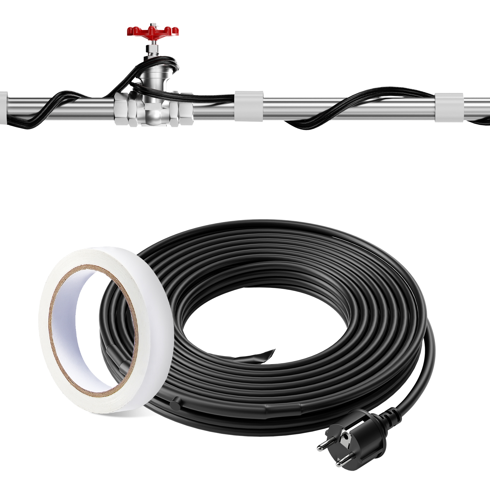 VEVOR Self-Regulating Pipe Heating Cable, 18-feet 5W/ft Heat Tape for ...
