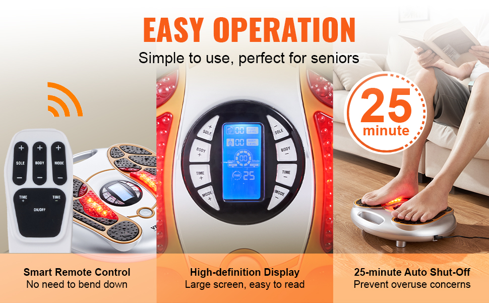 VEVOR Foot Circulation Stimulator EMS & TENS Foot Massager 25 Modes 99 ...