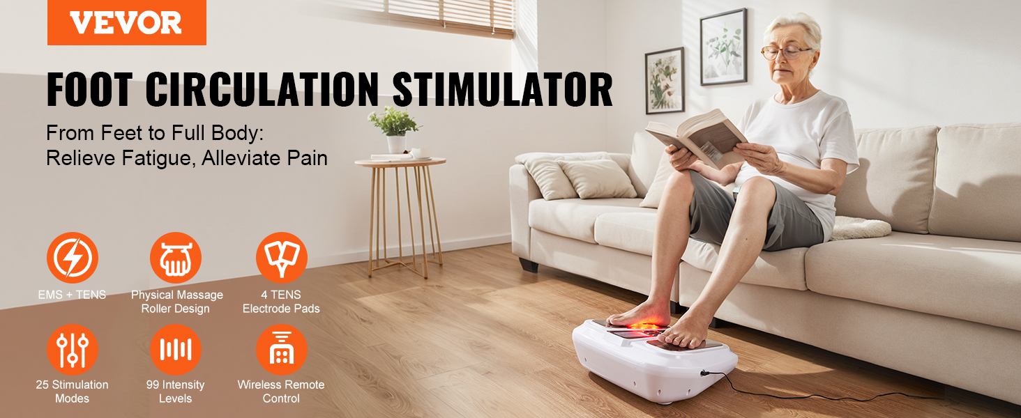 VEVOR Foot Circulation Stimulator EMS & TENS Foot Neuropathy Massager ...