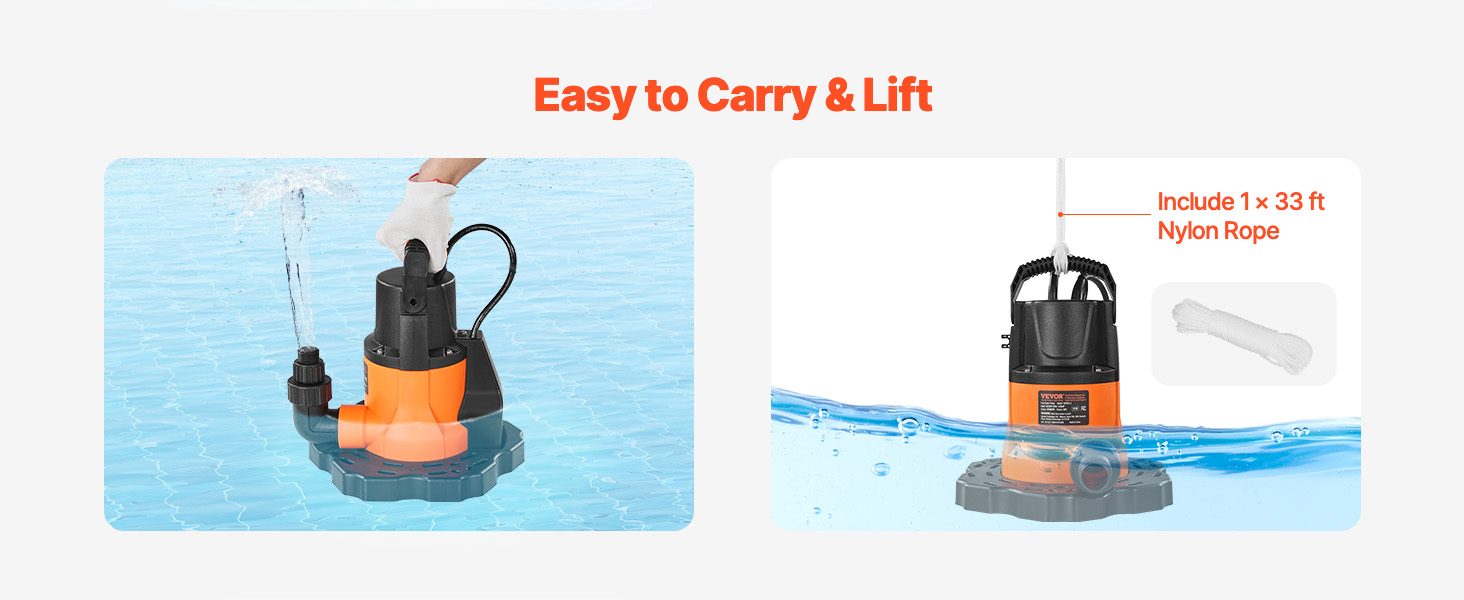 Automatic Pool Cover Pump Submersible Swimming 0.66 HP 3200 GPH 25 ft ...