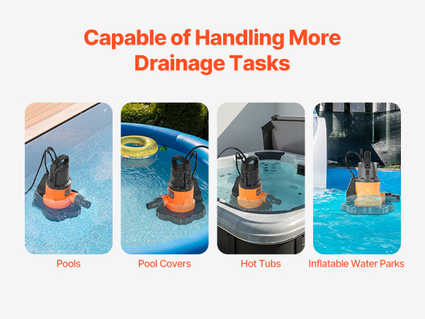 Automatic Pool Cover Pump Submersible Swimming 0.66 HP 3200 GPH 25 ft ...