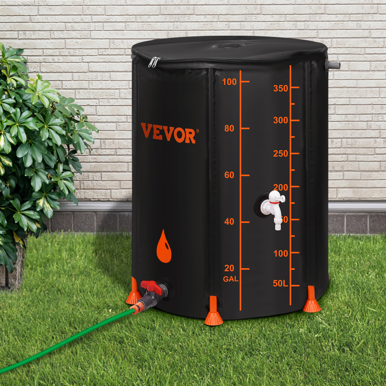 VEVOR Collapsible Rain Barrel 53 100 Gal Water Tank Bladder 63 87 143 ...