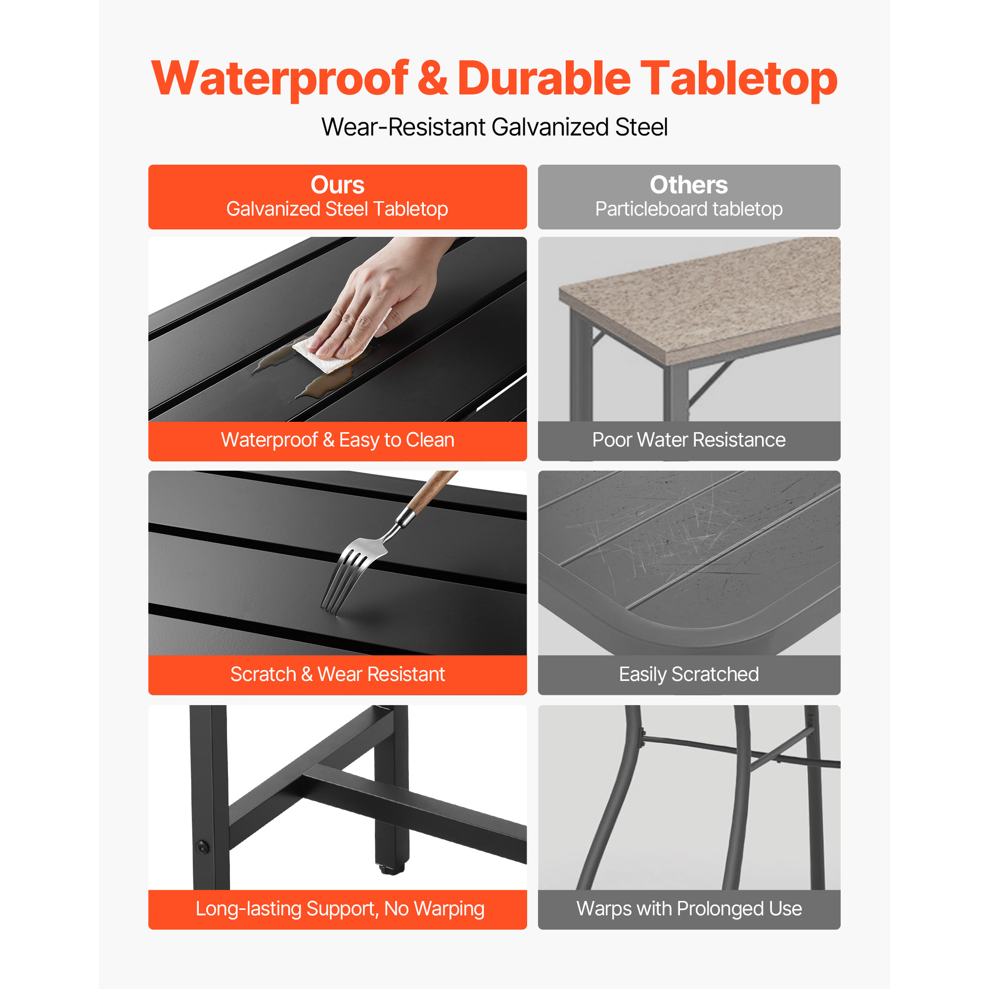 Mophorn Outdoor Bar Table, 63 x 15 in Counter Height Table with Durable ...