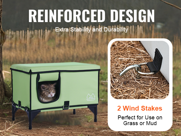 VEVOR Elevated Heated Cat House Cuboid Kitty Shelter with Heated Pad ...