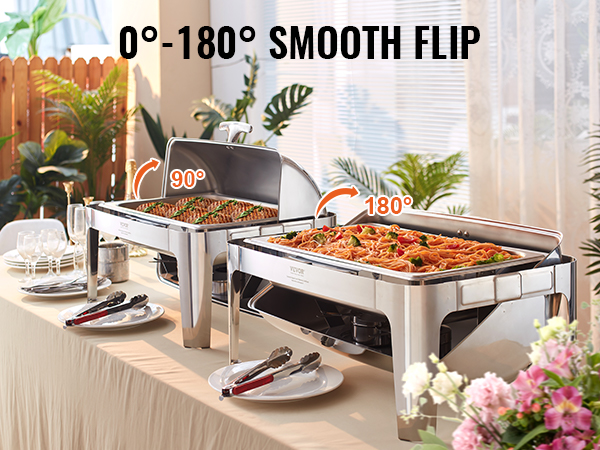 VEVOR Roll Top Chafing Dish Buffet Complete Set, 8 Qt Stainless Steel ...