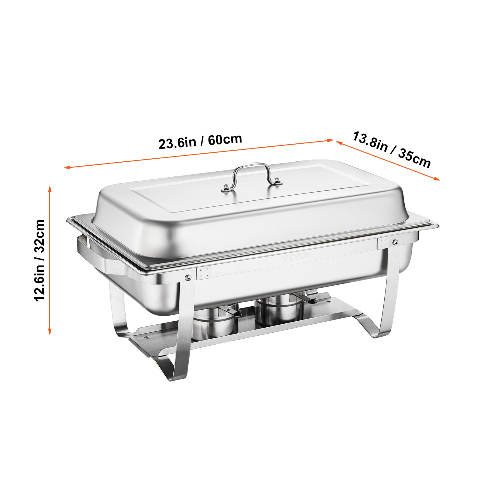 VEVOR Chafing Dish Buffet Set, 8 Qt 6 Pack, Stainless Chafer with 6 Full Size Pans, Rectangle ...