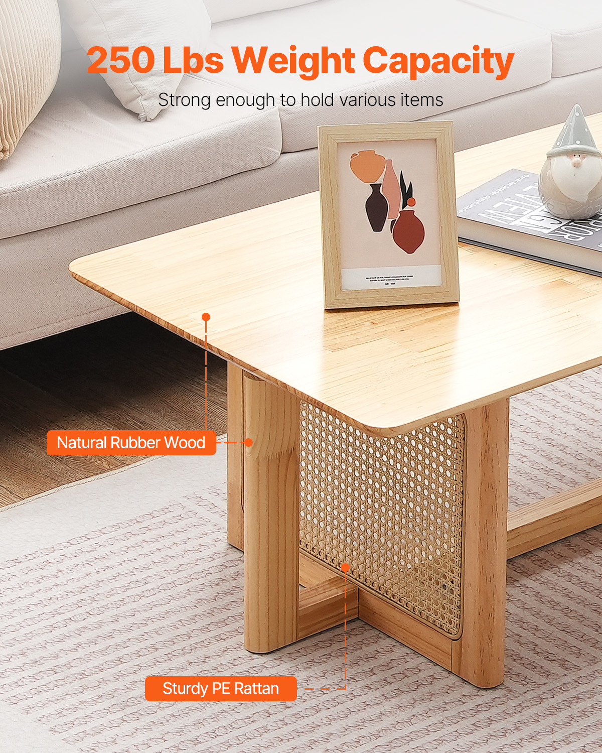 Rattan Coffee Table Z-Shaped/Rectangle/Round Table 1/2-Tier for Living ...