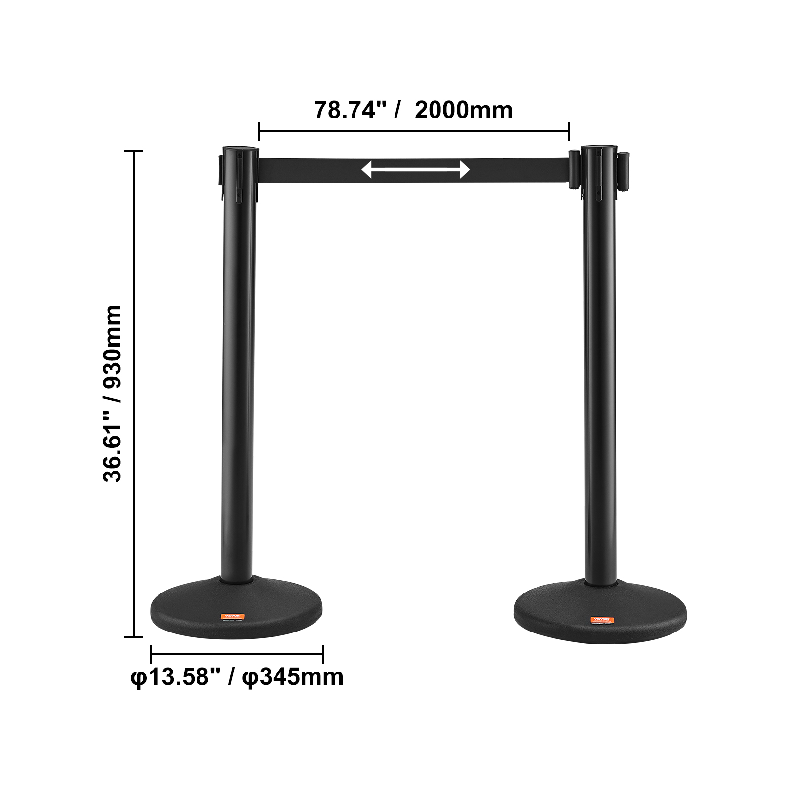 Mophorn Crowd Control Stanchions, 2-Pack Crowd Control Barriers with 6 ...
