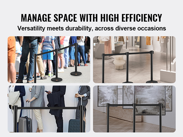 VEVOR Crowd Control Stanchions, 6-Pack Crowd Control Barriers with 3PCS ...