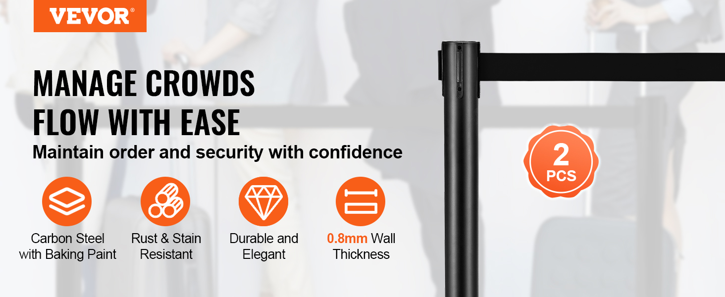 VEVOR Crowd Control Stanchions, 2-Pack Crowd Control Barriers, Carbon ... VEVOR Crowd Control Stanchions, 2-Pack Crowd Control Barriers, Carbon ...