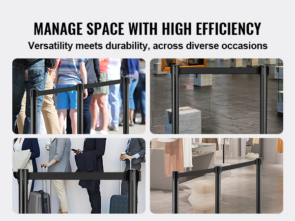 VEVOR Crowd Control Stanchions, 2-Pack Crowd Control Barriers, Carbon ...