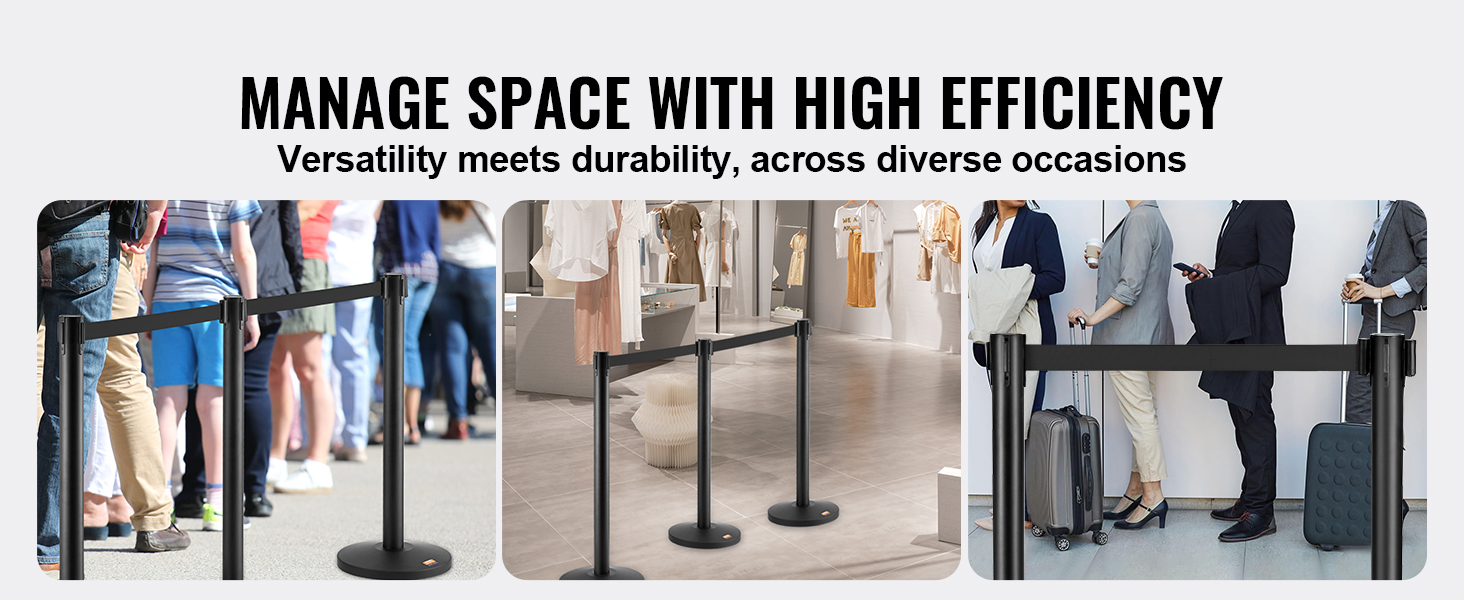 VEVOR VEVOR Crowd Control Stanchions, 2-Pack Crowd Control Barriers ...