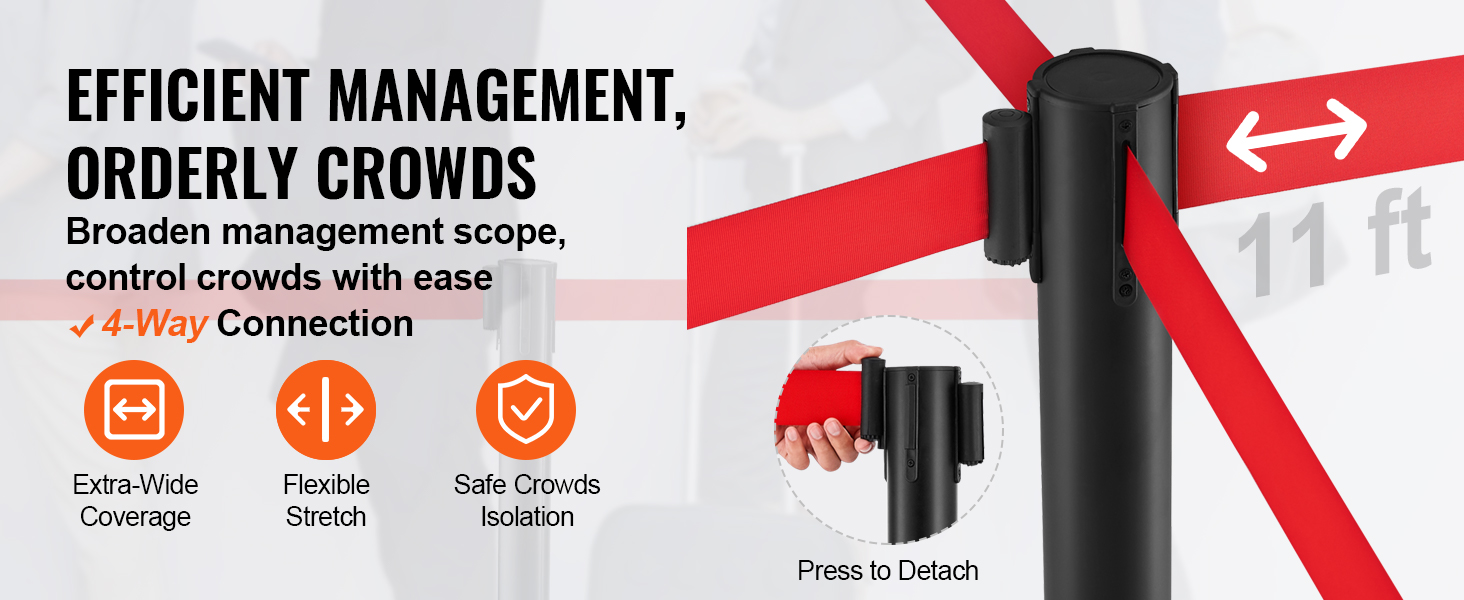 VEVOR Crowd Control Stanchions, 2-Pack Crowd Control Barriers, Carbon ...