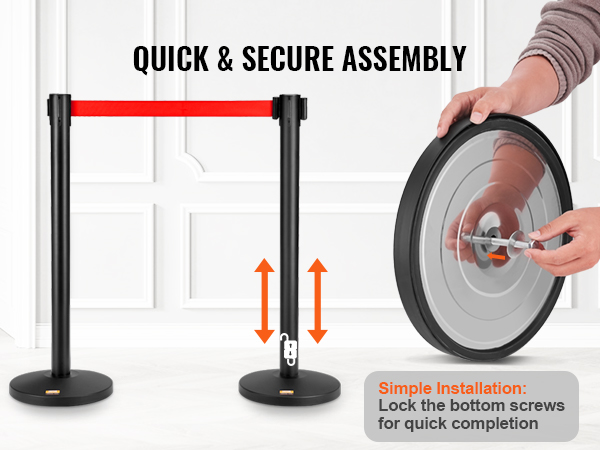 VEVOR Crowd Control Stanchions, 2-Pack Crowd Control Barriers, Carbon ...