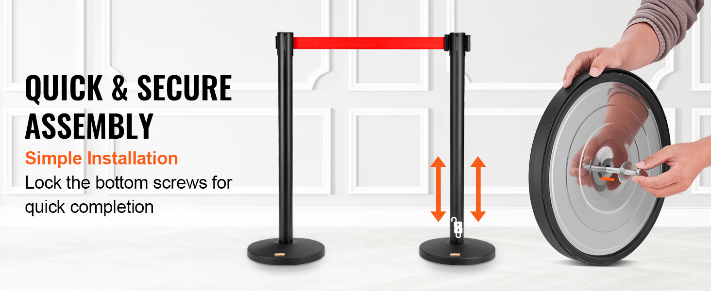 VEVOR Crowd Control Stanchions, 2-Pack Crowd Control Barriers, Carbon ...