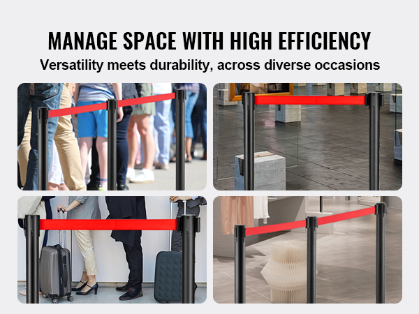 VEVOR Crowd Control Stanchions, 2-Pack Crowd Control Barriers, Carbon ...