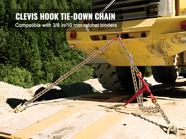VEVOR Binder Chain G80 Tie Down Tow Chain with Hooks 3/8"x10.3' 2 Pack ...
