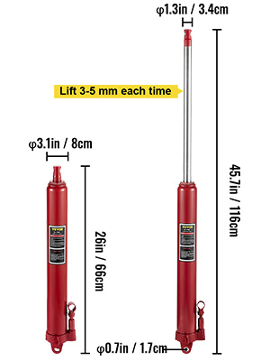 Heavy Duty Hydraulic Jacks VEVOR 12 Ton Long Ram Hydraulic Jack ...