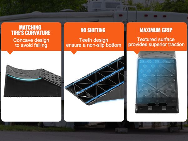 VEVOR Car Plastic Tandem Wheel Change Ramp Caravan Motor Home 20000 lbs ...