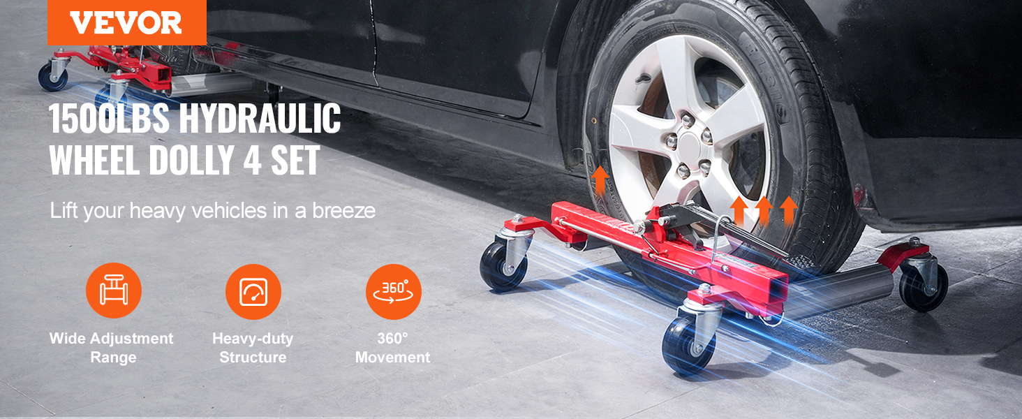 VEVOR Wheel Dolly Heavy Duty Vehicle Positioning Dæk Billøfter 1500Lbs ...