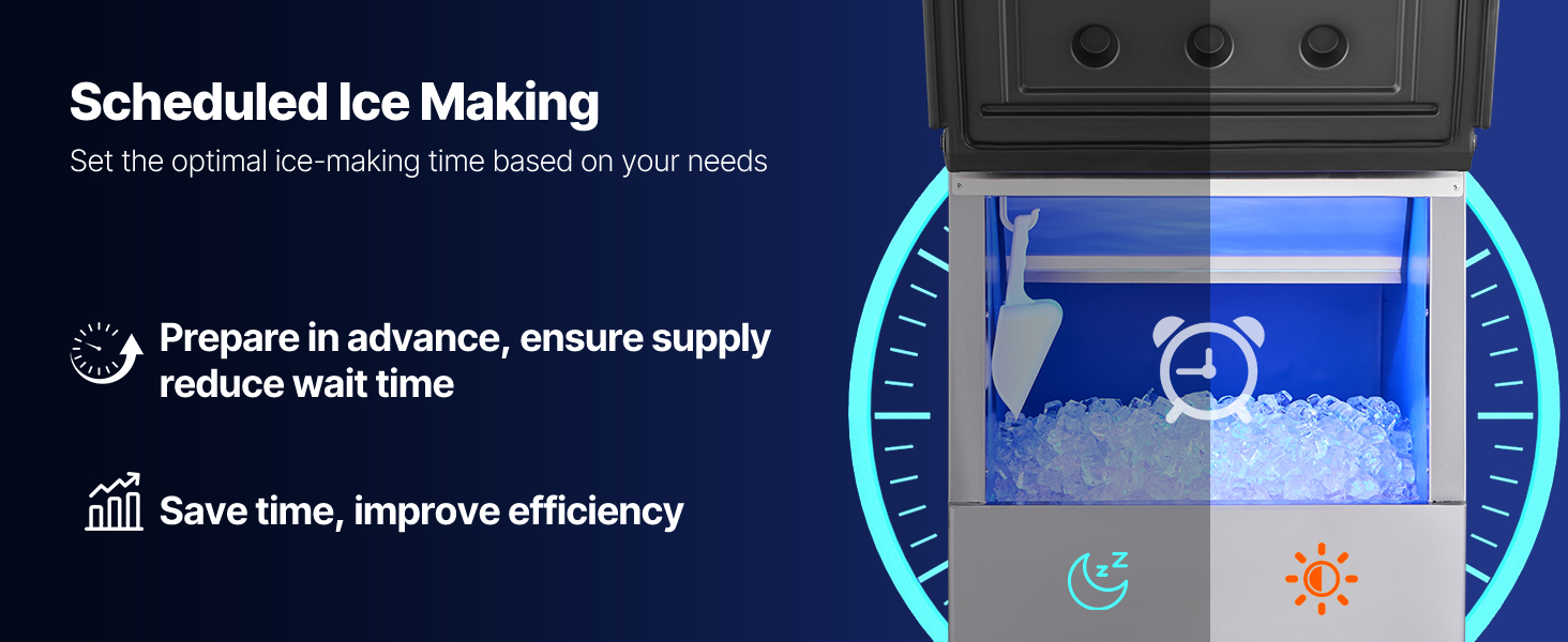 Commercial Ice Maker 400LBS/24H with 250LBS Storage Bin Auto Self-Cleaning | VEVOR US