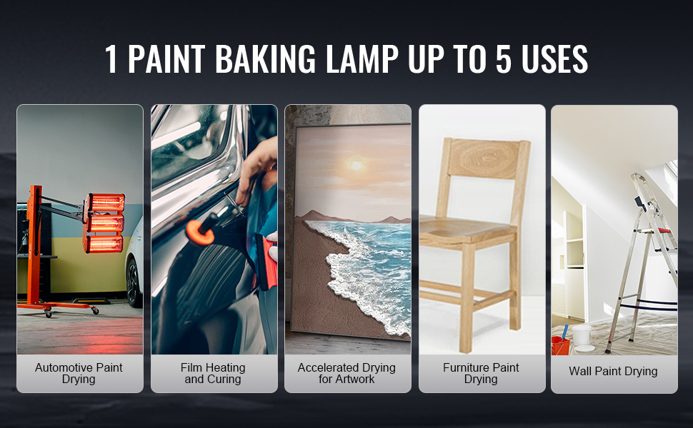 VEVOR 3300W High Power Infrared Paint Curing Lamp for Auto Drying Body ...