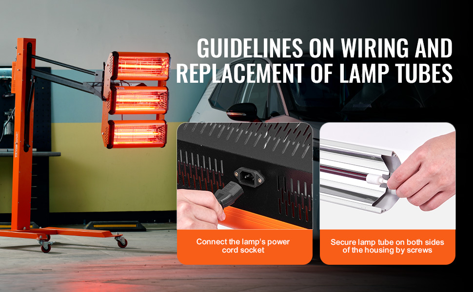 VEVOR 3300W High Power Infrared Paint Curing Lamp for Auto Drying Body ...