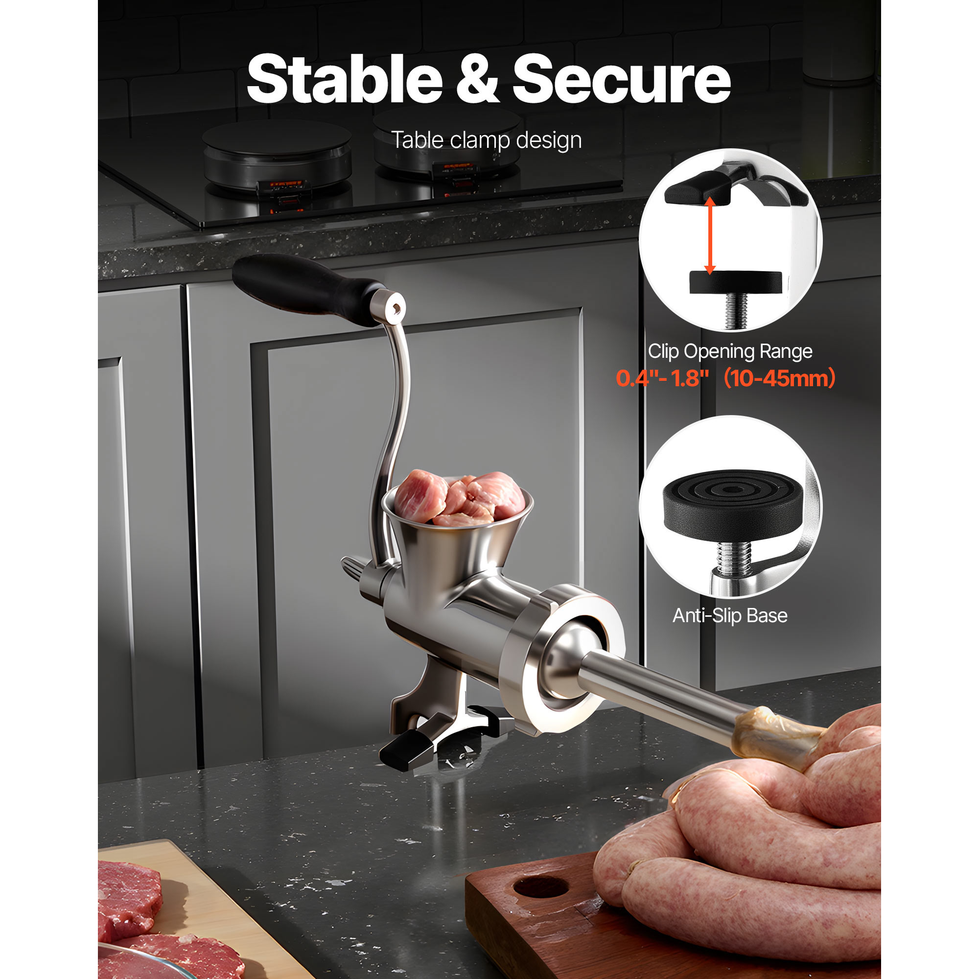 Mophorn Manual Meat Grinder, 304 Stainless Steel Hand-Cranked Mincer ...
