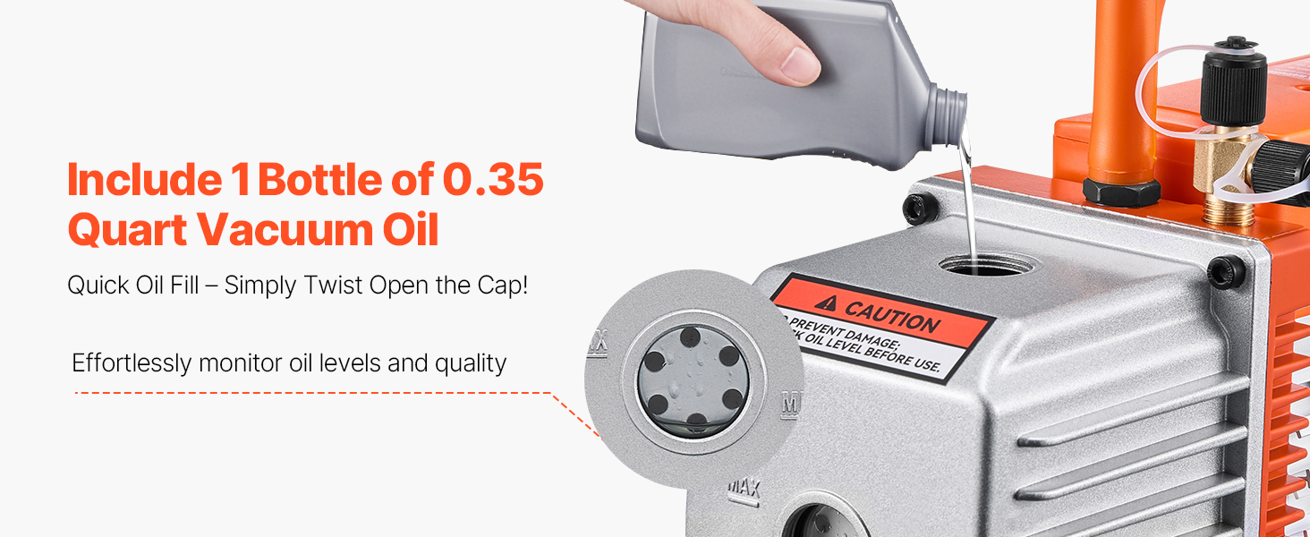 VEVOR Vacuum Pump 6 CFM HVAC 2 Stage Rotary Vane Vacuum Pump Oil ...