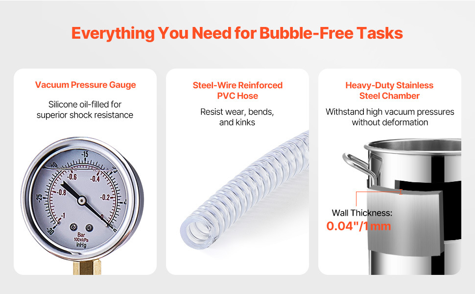 1.5 Gallon Vacuum Chamber 3.5CFM Single Stage Pump Degassing Chamber ...