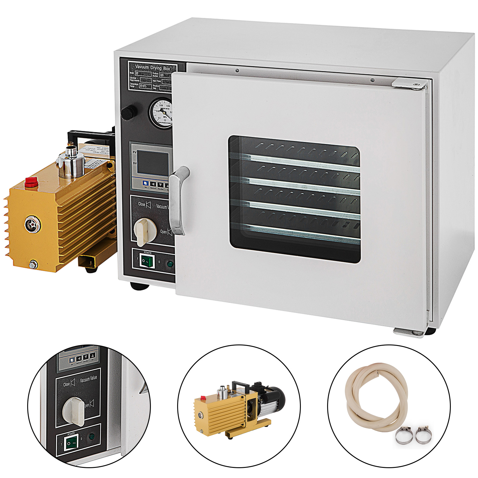 1.9 cu ft Drying Oven 9 cfm Vacuum Pump 133Pa Max. 1400W Heating Power ...