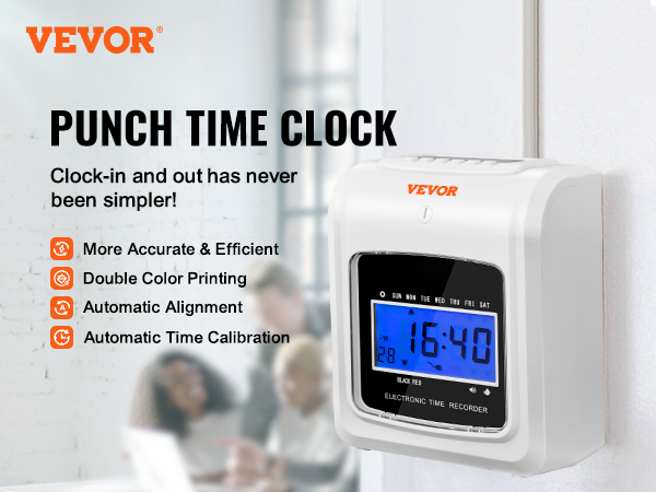 VEVOR VEVOR Punch Time Clock Time Tracker Machine for Employees with 2 ...