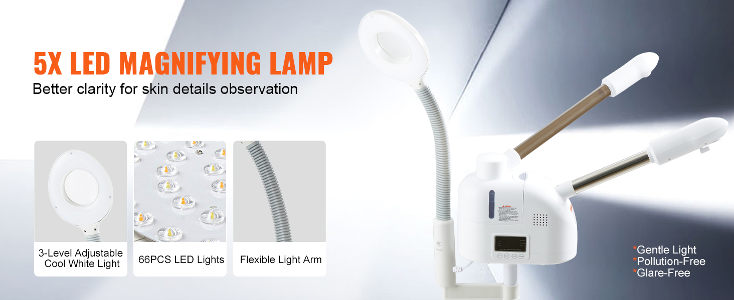 VEVOR Professional Facial Steamer, 3 in 1 Hot/Cold Ozone Mist Facial ...