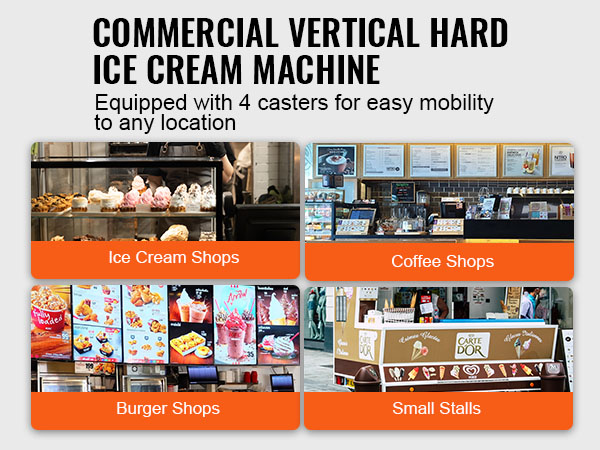 VEVOR Commercial Ice Cream Machine, 20-25L/H Yield, 2400W 1-Flavor Hard ...