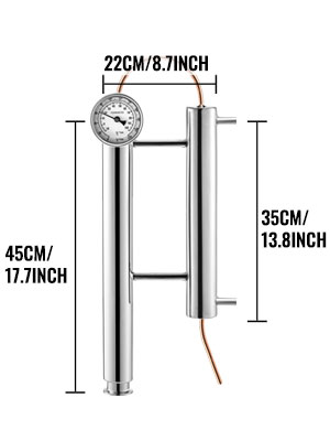VEVOR Column Reflux Still Alcohol Ethanol Distiller Stainless Steel 5cm ...