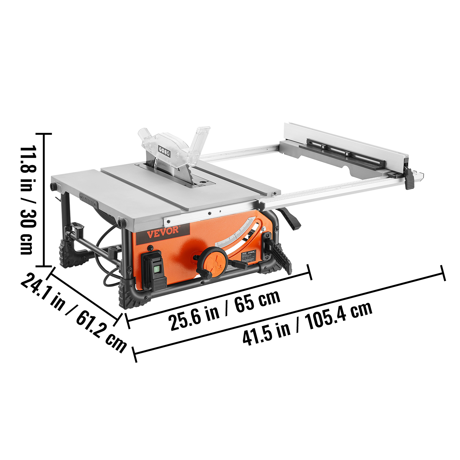 VEVOR 10" Table Saw 4500/5000 RPM Electric Cutting Machine 25-in Rip ...