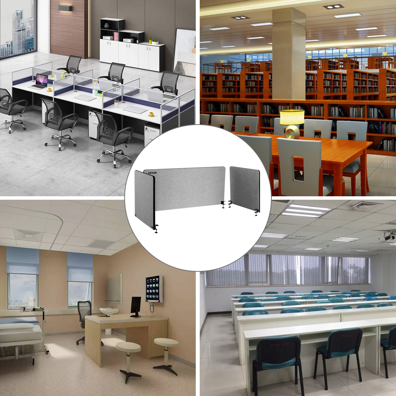 Vevor Desk Divider Desk Privacy Panel 48'' 3 Panels Desktop Partition ...