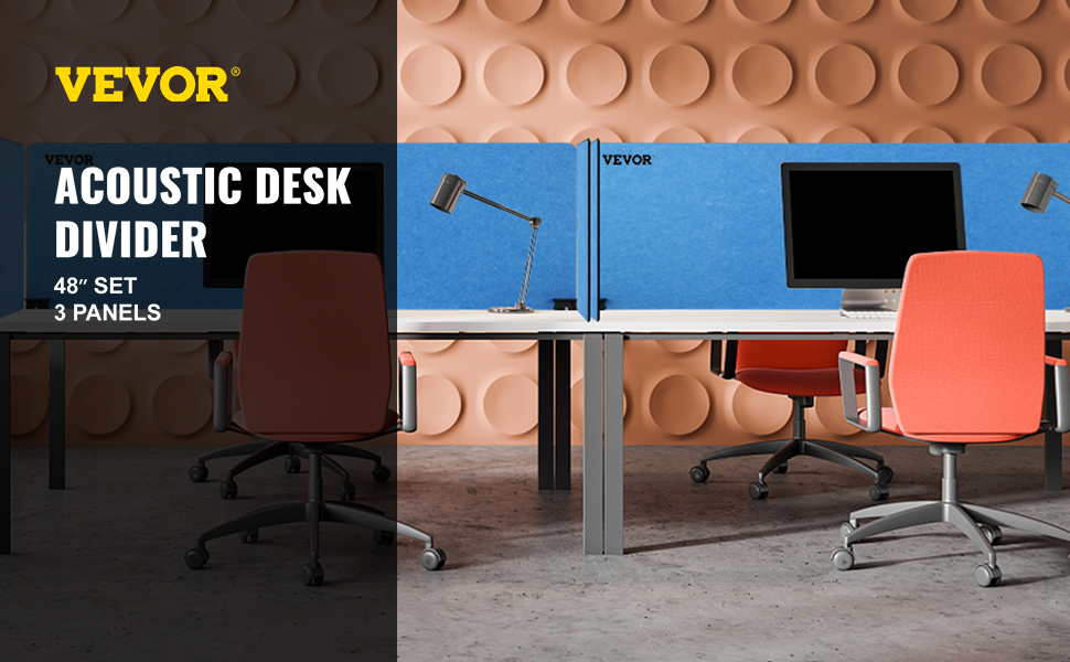 Vevor Desk Divider Desk Privacy Panel 48'' 3 Panels Desktop Partition ...
