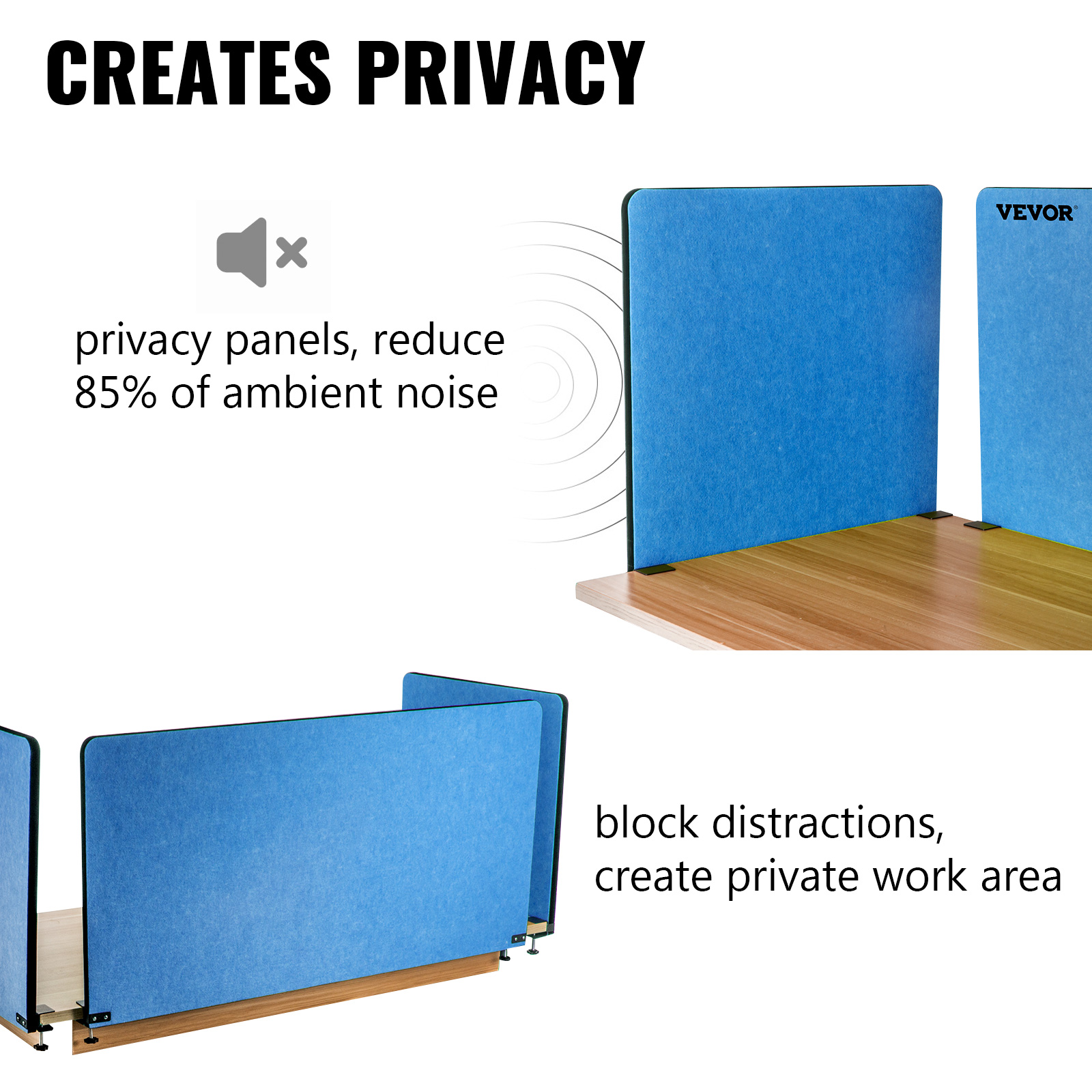 Vevor Desk Divider Desk Privacy Panel 48'' 3 Panels Desktop Partition ...