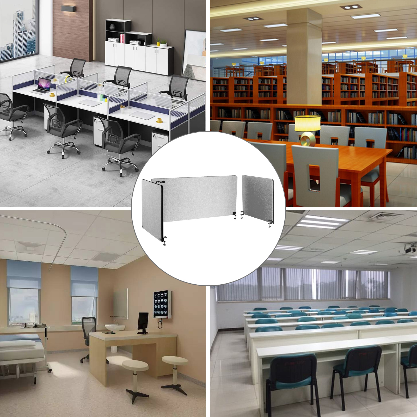 Vevor Desk Divider Desk Privacy Panel 48’’3 Panels Desktop Partition ...