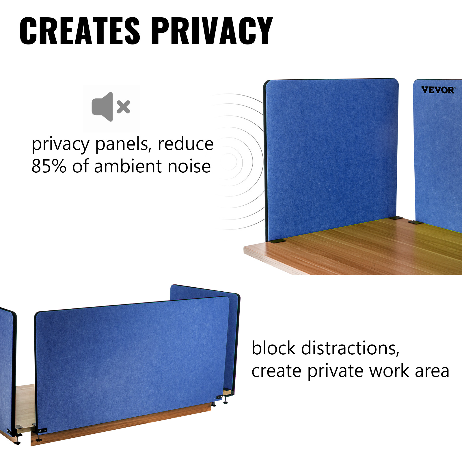 Vevor Desk Divider Desk Privacy Panel 48'' 3 Panels Desktop Partition ...