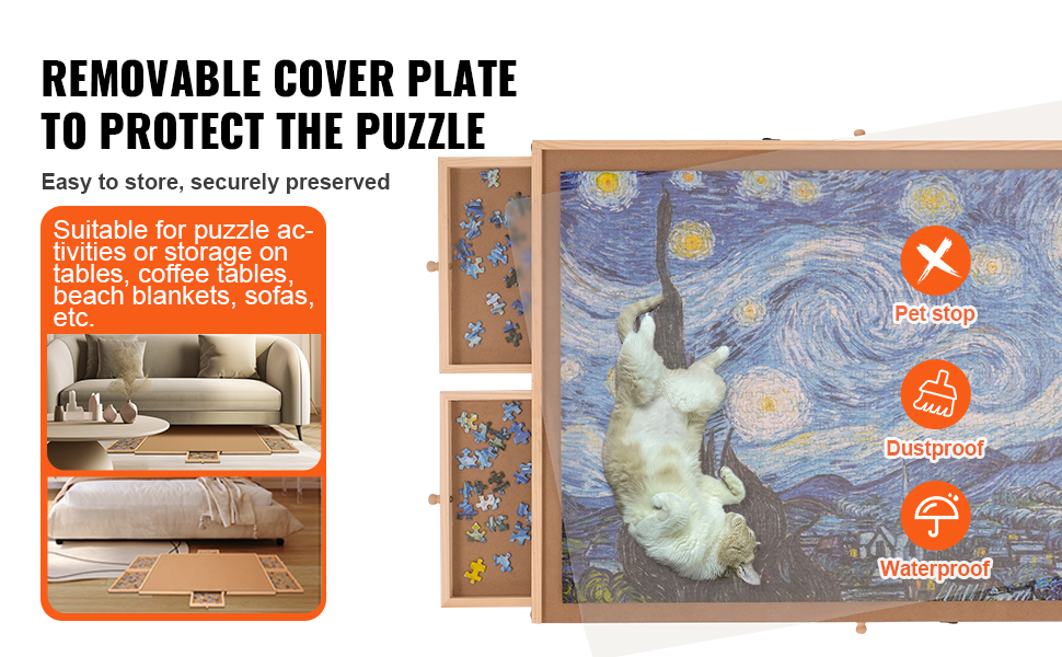 VEVOR 1000 Piece Puzzle Board with 6 Drawers and Cover, 29"x21.6 ...