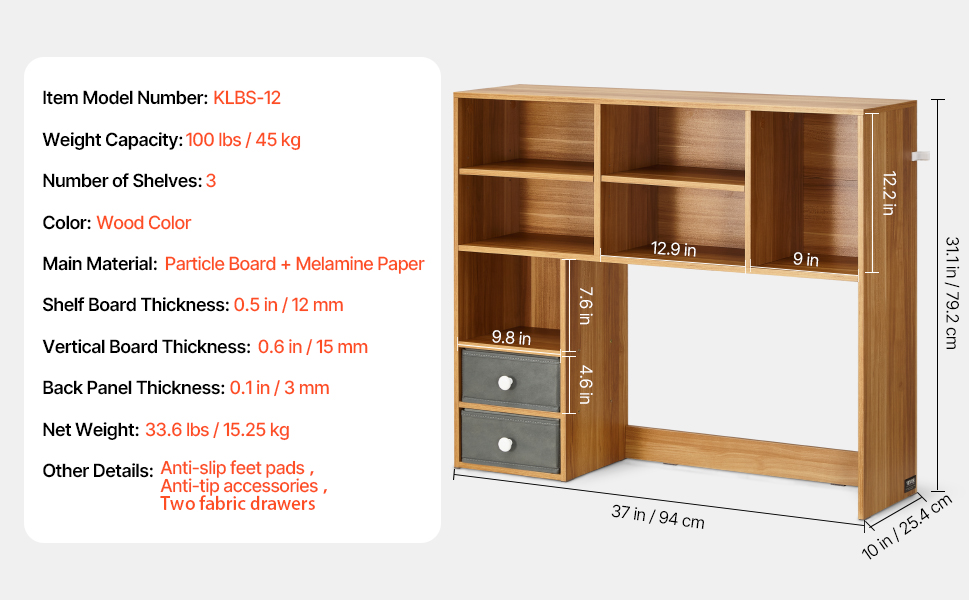 Desktop Bookshelf Wood Desktop Storage Organizer 3-Tier for Office ...