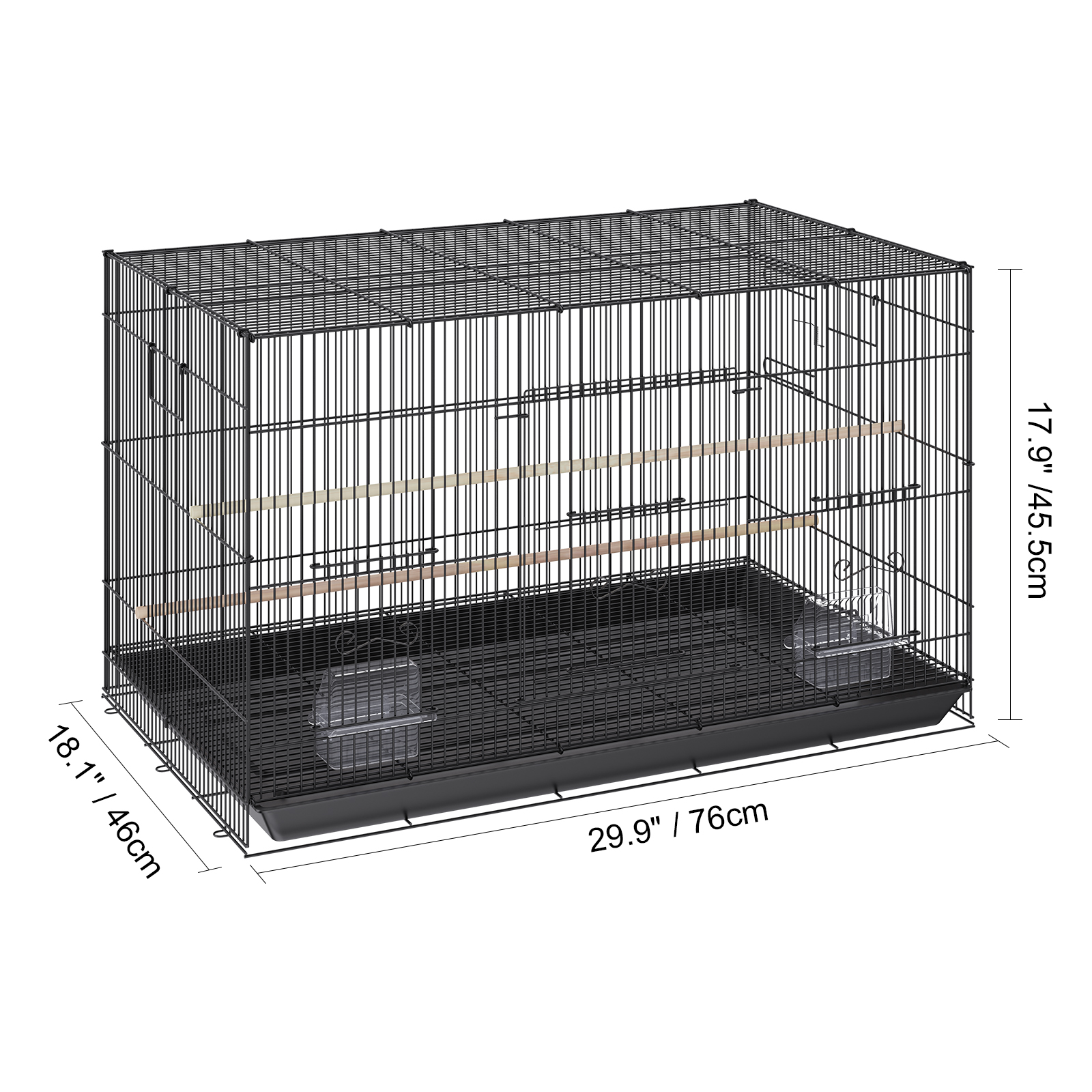 VEVOR 30 inch Bird Cage Metal Large Parakeet Cages for Cockatiels Small Parrot Budgies Lovebirds Canaries Pet Bird Cage with Rolling Stand and Tray