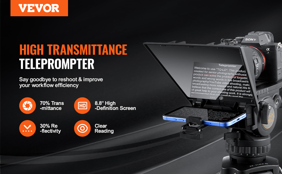 8'' Portable Teleprompter Remote for Webcam Smartphone Live Streaming ...