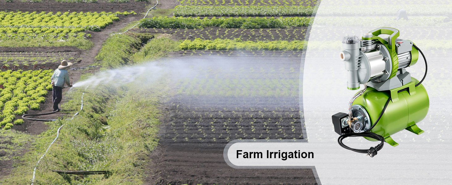 VEVOR Shallow Well Pump with Pressure Tank, 1300W 230V, 4200L/h 50 m ...