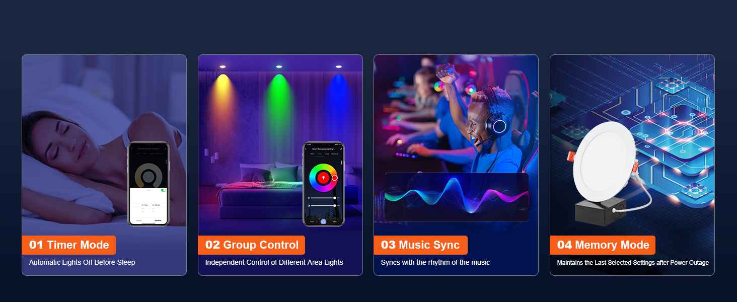 VEVOR 12W LED Recessed Ceiling Light, 4 Pack Ultra Thin 1200LM Canless ...